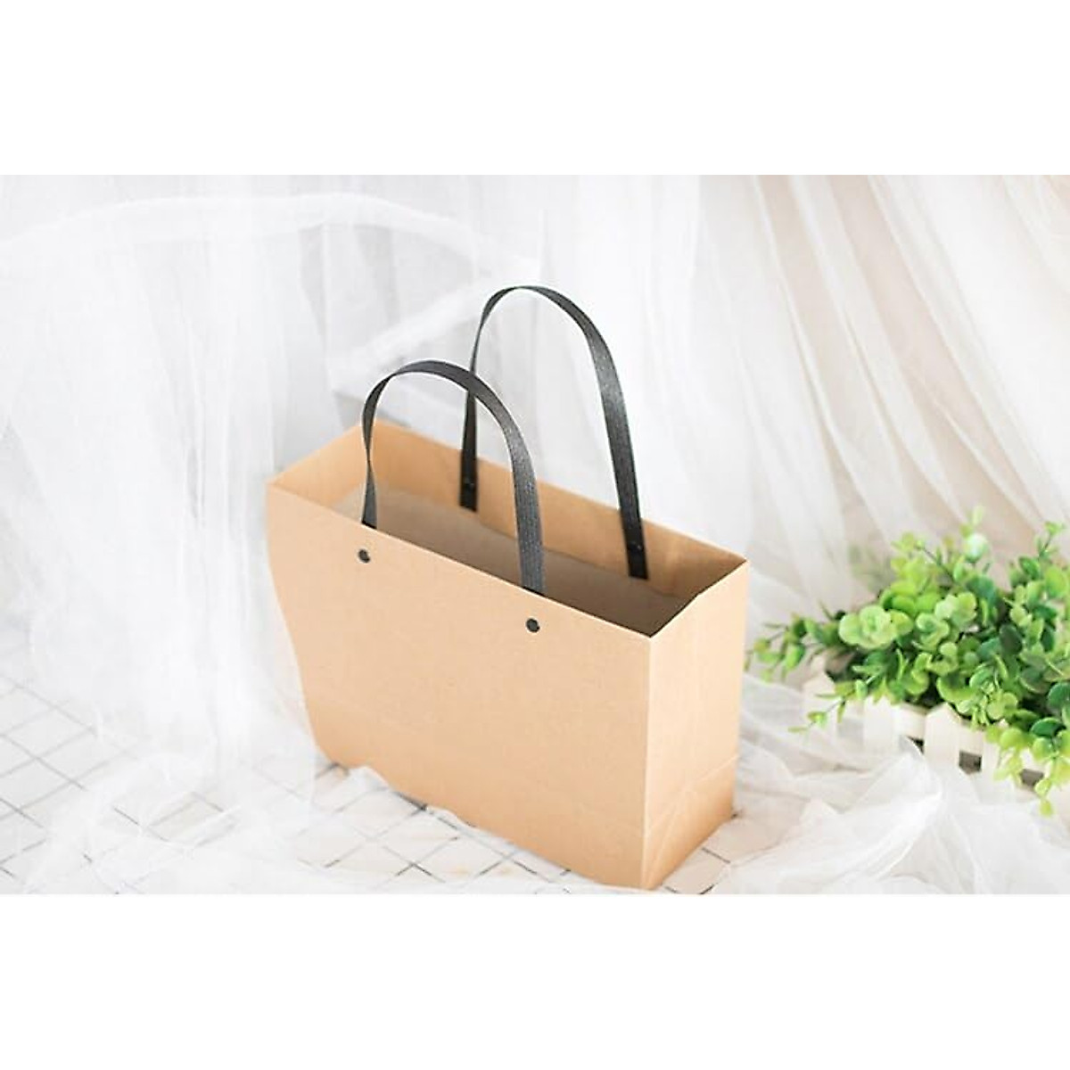 MODADA Gift Bags Kraft Paper Clothing Shopping Bags with Handles Reusable Gift Packaging Bags for Business White Black Paper Handbag (Color : Kraft, Size : 25x17x9cm 15pcs)