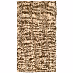 SAFAVIEH Natural Fiber Collection Accent Rug - 2'6" x 4', Natural, Handmade Chunky Textured Jute 0.75-inch Thick, Ideal for High Traffic Areas in Entryway, Living Room, Bedroom (NF447A)
