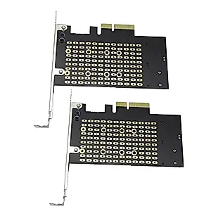 High Performance Durable 2x M.2 to PCIe NVMe and SATA SSD Dual M Key and/or B Key Adapter Card 2242 2260 2280 M2 Drive to Desktop PCI Express x4 x8 x16 Slot, Includes Brackets Vicue