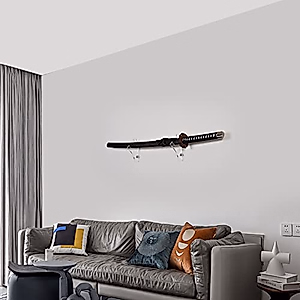 BYTOTU Wall mounted lightsaber rack - black plexiglass - very suitable for displaying magic sword - knife - samurai sword - saber - stick, acrylic display (excluding lightsaber) (black-transparent)