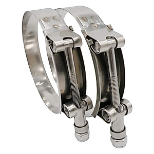 Roadformer 4" T-Bolt Hose Clamp - Working Range 108mm - 116mm for 4" Hose ID, Stainless Steel Bolt, Stainless Steel Band Floating Bridge and Nylon Insert Locknut (108mm - 116mm, 2 pack)