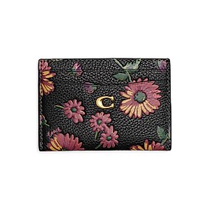 Coach Essential Floral Printed Leather Card Case, Black/Multi