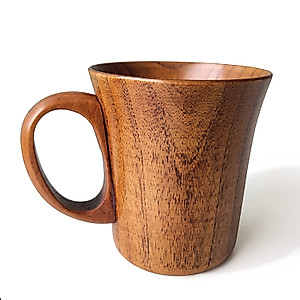 CTIGERS Wooden Coffee Beer Mugs Wood Cup Nature Jujube Mug Handmade Tea Cup with Handle 10 oz / 300ml