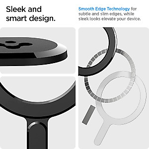 Spigen Magnetic Ring Plate (MagFit) Adapter for Magsafe Stickers with EZ-Fit Kit [Add MagSafe Compatibility to Non-MagSafe Case] 1 Pack - Black