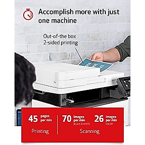 Canon imageCLASS D1620 All-in-One Wireless Monochrome Laser Printer, White - Print Scan Copy - 5" Touch Panel, 45 ppm, 600 x600 dpi, 8.5" x 14", Auto 2-Sided Printing, 50-Sheet ADF, Ethernet