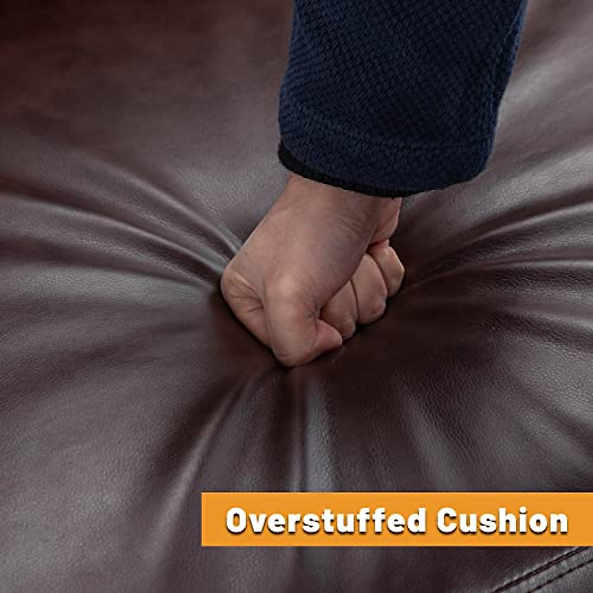 ANJ Oversized Recliners 34'' Extra Wide Recliner Chair Big Man Recliner Large Faux Leather 2-Seater Recliners Roomy Manual Reclining Chairs for Living Room, Perfect for Pups to Sit Together, Brown