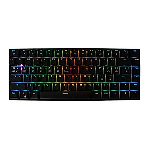 Entatial Mechanical Keyboard, 82 Key RGB 3 Connection Modes, Black Gaming Keyboards with Ergonomic Layout Computer Keyboard for Office 5V DC Support for Win 10, for Android, for iOS (Red Shaft)