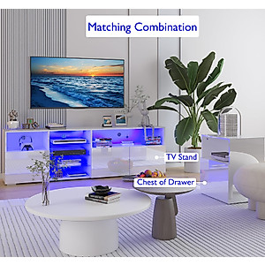 jiteentarou 79IN LED TV Stand for 75/80/85inch TV,High Glossy Modern TV Stand for Living Room,TV Entertainment Center with Adjustable Storage Shelf,RGB LED Lighting,TV Console(White)