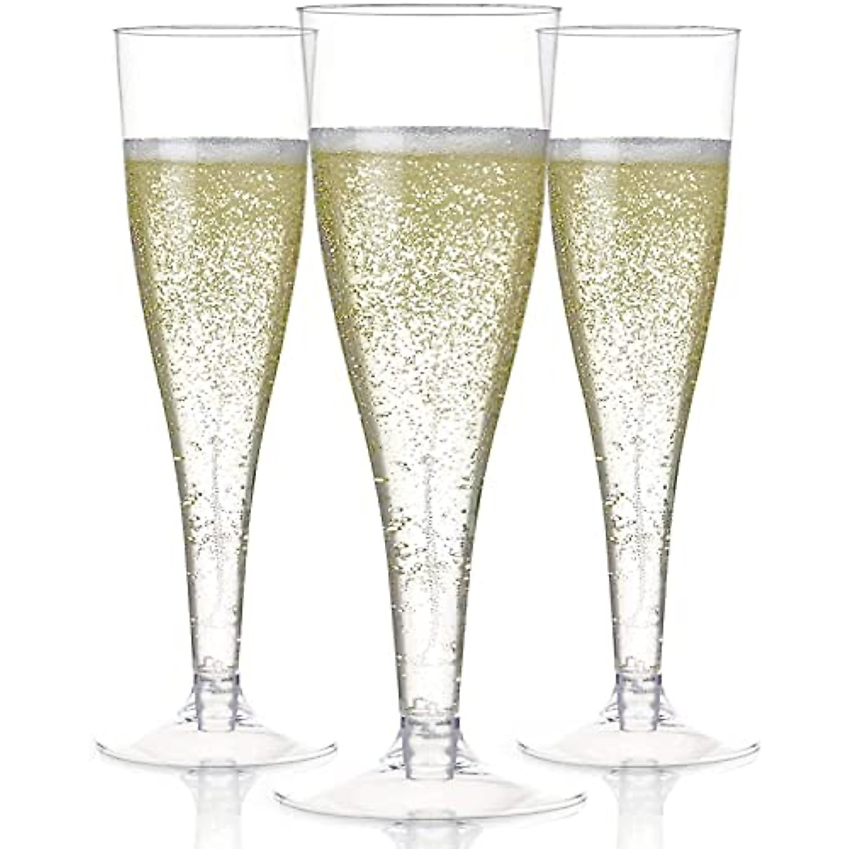 100 Plastic Champagne Flutes Disposable | Clear Plastic Glasses for Parties | Toasting and Mimosa Glasses | Wedding Party Bulk Pack | New Years Eve Party Supplies 2023