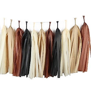 20PCS Cowboy Baby Shower Brown Tan Party Tissue Tassel Garland DIY Paper Tassels Banner Streamer Backdrop Western Theme Baby Shower Birthday Highchair Dessert Table Rustic Party Décor