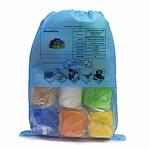 Jusunifixo 2 Inch Self Adhesive Bandage with Custom Package,Wrap Self Adherent Cohesive Breathable Sports Tape for First Aid, Leg,Dog Injury, Sprains and Swelling, 6 Colors-12 Rolls(Rainbow)