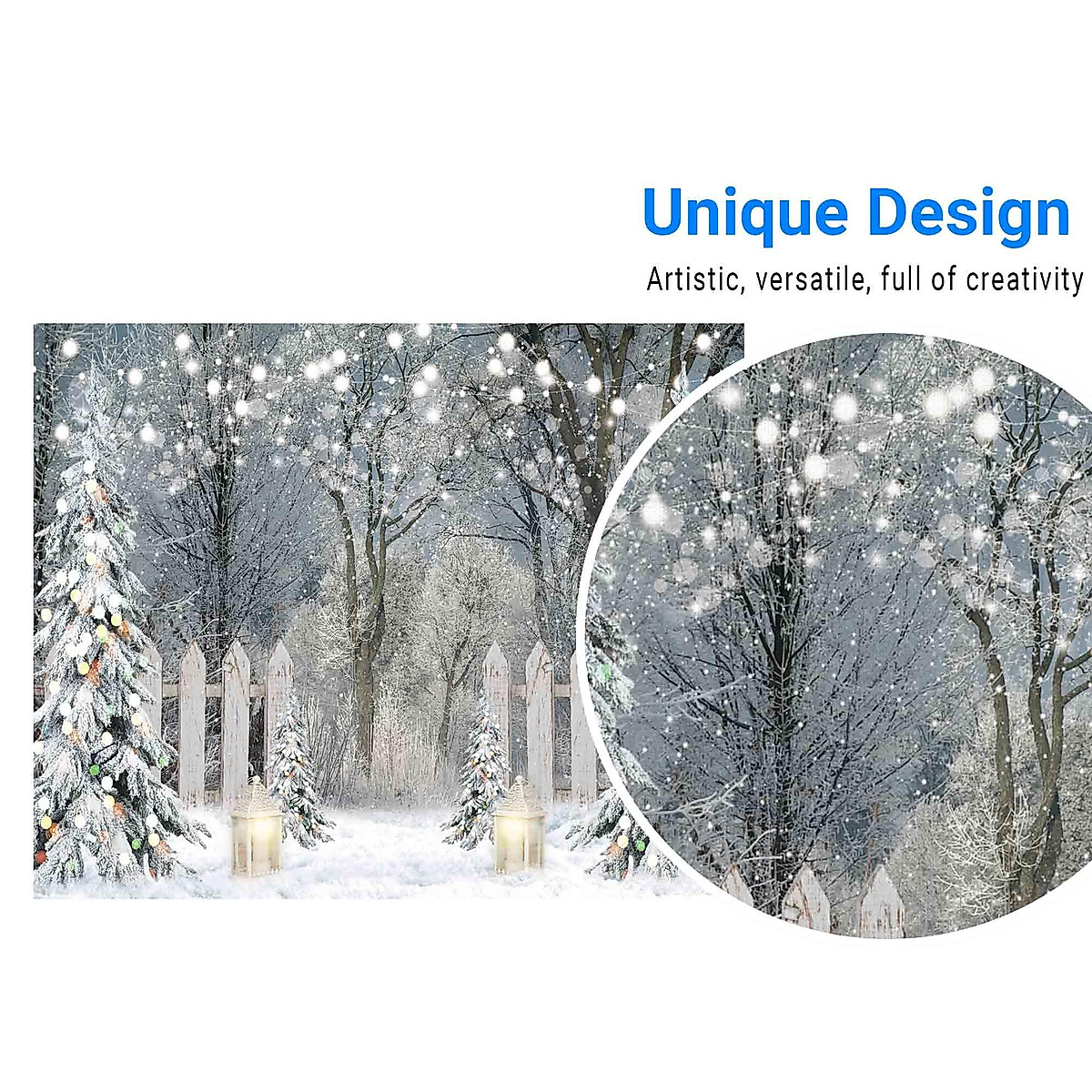 Funnytree 10x8FT Soft Fabric Winter Photography Backdrop Glitter Snowy Forest Pine Tree Background Let It Snow Christmas Xmas Holiday Party Decor Banner Portrait Studio Booth Photobooth Props