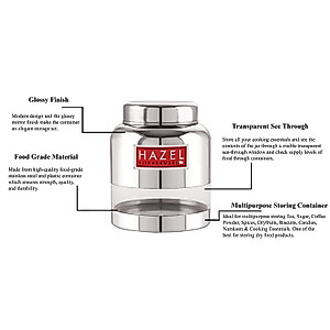 HAZEL Stainless Steel Kitchen Containers With Airtight Lid | 1000 Ml Barni Shape Container With Glossy Finish | Multipurpose Storage Box For Kitchen Containers, Set Of 6, Silver