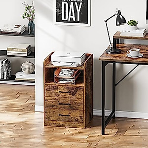 SUPERJARE Nightstand with Charging Station, Night Stand with Drawers, Bed Side Table, End Table with USB Ports and Outlets, Bedside Table for Bedroom, Living Room, Rustic Brown