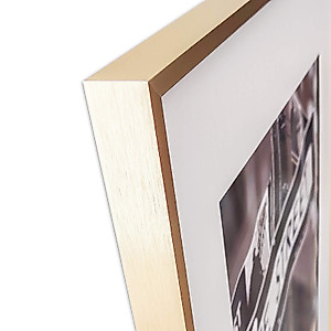 TheDisplayGuys - Contemporary Aluminum Picture Frame - Tempered Glass - 16x20 matted to 11x14 - Gold - Wall Hanging