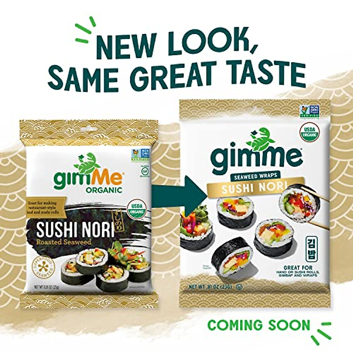 gimMe Organic Roasted Seaweed - Restaurant-style Sushi Nori Sheets - 0.81 Ounce