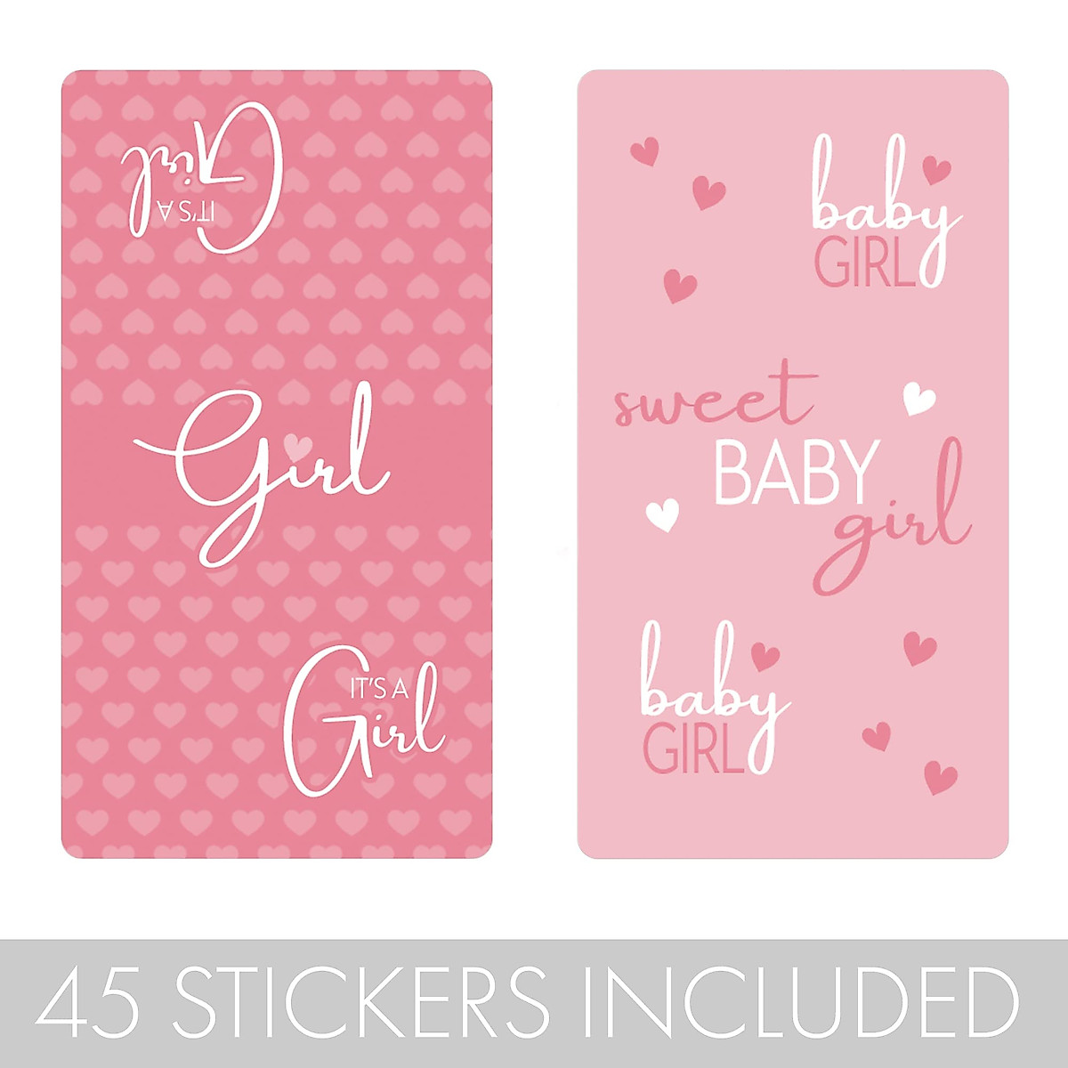 Pink It's a Girl Baby Shower Miniature Candy Wrappers, Sweet Baby Girl Party Favor Candy Labels - 45 Count