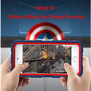 TIMISM iPod Touch 7th Generation Case, iPod Touch 6th/5th Generation Case, Heavy Duty Shockproof Protective iPod Touch Cover for Kids Boys Children, Navy Blue+Red