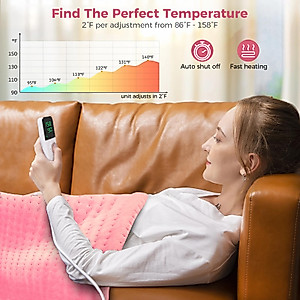 NOWWISH Heating Pad for Back Pain & Cramps Relief, XXL Extra Large Moist Heat Electric Heating Pads with Auto Shut Off, Gifts for Women, 17 ''x 33'', Pink, 17''x33'', (FY-HW1836)