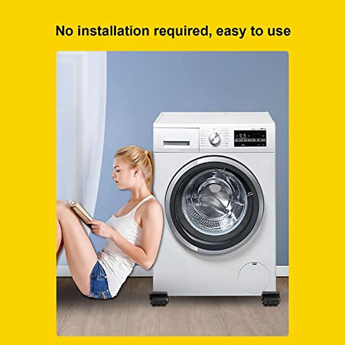 Heavy Duty Extensible Appliance Roller, 2 Sets Mobile Roller Bracket Furniture Raised Base Moving Wheels Washing Machine Base for Refrigerator Washing Machine(Black)