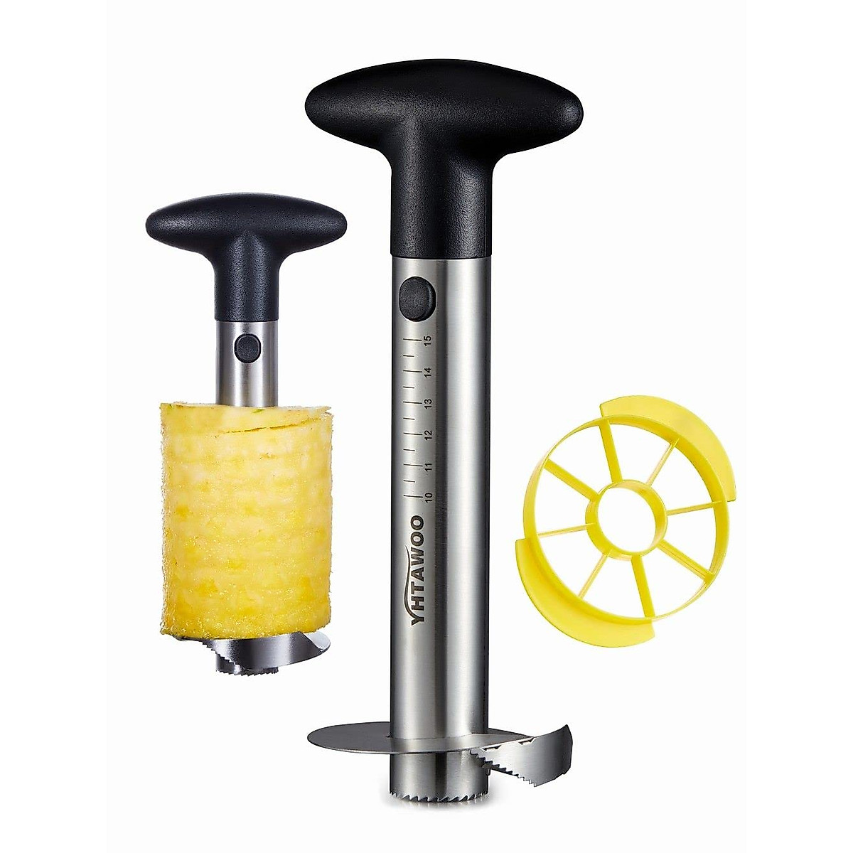 Pineapple Corer and Slicer [Reinforced sharp blades & Heavy duty & Durable], Yhtawoo Pineapple Cutter Corer Peeler, Stainless Steel Decorer Fruit Knife,Easy Core Remover