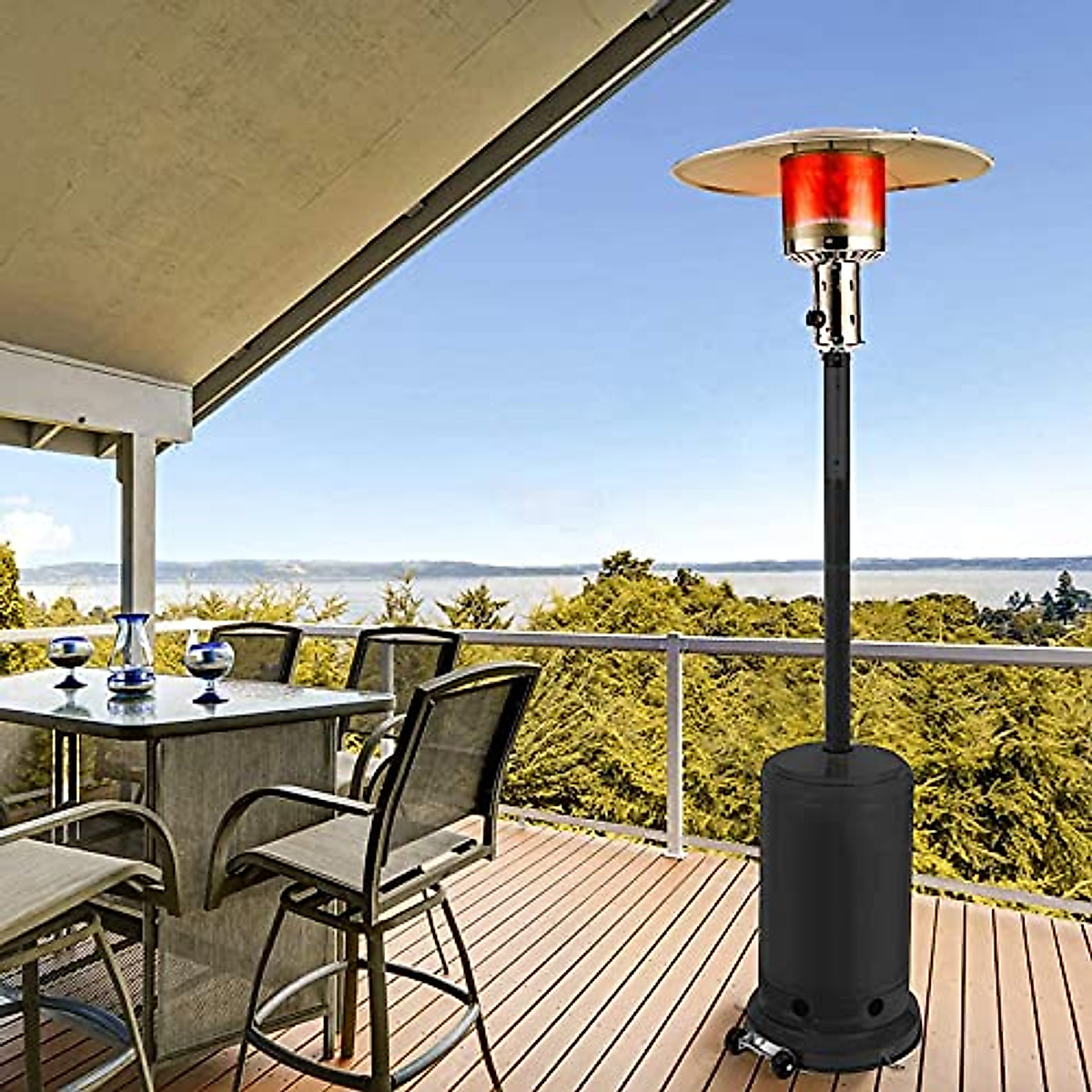 Outdoor Heaters, 46000 BTU Gas Patio Heaters - Commercial Propane Outside Heaters, Portable Propane Heaters Outdoor with Simple Ignition System, Wheels for Porch, Garden Wedding, Party