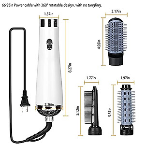 HAAPPYBOX 3 in 1 Hot Air Brush One-Step Hair Dryer Comb 3 Interchangeable Brush Combs Volumizer Hair Curler Straightener