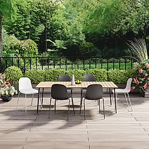 2xhome Set of 2 Modern Stackable Armless Dining Chairs | Plastic Shell with PU Leather Cushion Padded Seat and Metal Legs | Indoor or Outdoor Use | Home Kitchen Patio, Black