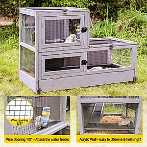 Aivituvin Guinea Pig Cage 2 Levels Wooden Rabbit Hutch with 2.36”Deeper Anti-Chewing Pull Out Tray Rat Cage with Hideout,Aluminium Alloy Edge…