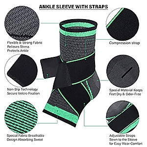 Ankle Support Brace, Adjustable Compression Ankle Support, for Men Women Achilles Tendon Support and Plantar Fasciitis, Stabilize Ligaments, Eases Pain Swelling and Sprained Ankle Pain (Medium)