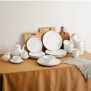 BTaT- Porcelain Dinner Plates with Gold Trim,10.5 inch, Set of 6, White Dinner Plates, White Dinner Plates Bulk, White Plate Set, Plates, Dinner Plates