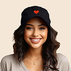 DALIX Pixel Heart Hat Womens Dad Hats Cotton Caps Embroidered Valentines Black