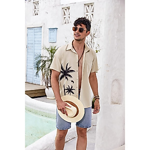 COOFANDY Men Beach Vacation Shirts Aloha Hawaiian Shirts Tropical Shirt with Pockets