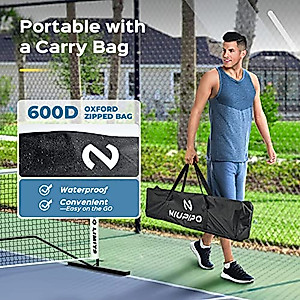 niupipo Pickleball Paddles/Pickleball Net - Pickleball Paddle Set of 2 w/Fiberglass Surface & 2 Durable Overgrips, Portable Pickleball Net System with Metal Frame Stand & Carrying Bag, Great for Fun