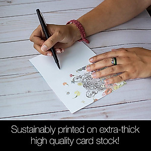 Tree-Free Greetings 12 Pack All Occasion Notecards,Eco Friendly,Made in USA,100% Recycled Paper, 4"x6", White Tiger Flowers (FS56930)