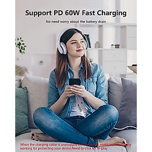 Feipu USB C to 3.5mm Headphone and Charger Adapter, 2 in 1 Jack Adapter Hi-Res DAC Fast Charging Dongle Cord Compatible with Google Pixel 5 4 3 XL, Galaxy S21/S21+ Note 10/20, Gray