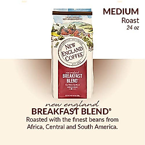 New England Coffee, New England Breakfast Blend, Medium Roast Ground Coffee, 24 Ounce Bag