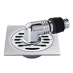 Washing Machine Floor Drain Cover, Shower Drain Floor Drain Cover with Pipe Connector, Square One-Way Drain Valve Fast Drainage Shower Plug Insert Drain Plug(Silver)