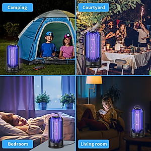 Bug Zapper for Indoor Outdoor, Rechargeable Mosquito Zapper with 3600V High Powered, Electric Pest Control Insect Fly Zapper Can Attract Gnats, Mosquitoes, Flies, Moths for Home, Patio (Purple)