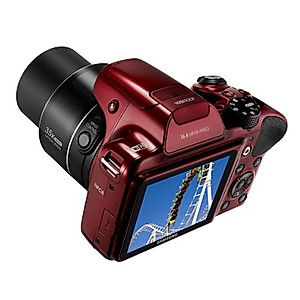 Samsung WB1100F 16.2MP CCD Smart WiFi & NFC Digital Camera with 35x Optical Zoom, 3.0" LCD and 720p HD Video (Red)
