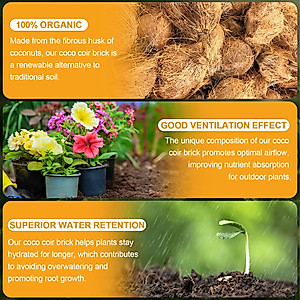 Organic Coco Coir 1 Pcs Compressed Coconut Coir Brick Coconut Fiber Husk Substrate Mulch Coconut Bark Core Growing Medium Peat Moss Soil High Nutrition for Plants Gardening Seed Starting Soil Mix