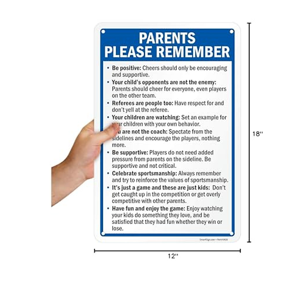 SmartSign “Parents Please Remember” Playground Rules Sign | 12" x 18" Aluminum
