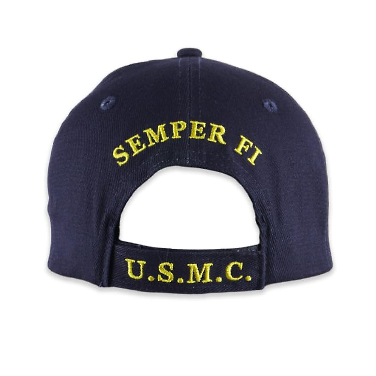 USMC Logo Hat for Men and Women, Officially Licensed Product, Adjustable Velcro Strap Baseball Cap - USMC Logo Embroidered Baseball Cap Beautifully Stitched Lettering on Front & Back (Navy Blue)