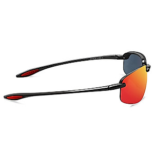 JULI Eyewear Nylon Polarized Sunglasses for Men Women Driving Fishing Baseball Driving (Nylon Polarized Black/Red)