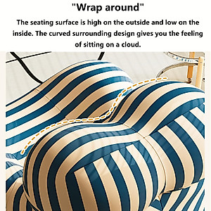 ESRADA No-wash Ice Silk Lazy Chair and Ball Footrest Stool Set, Accent Comfy Arm Chair and Ottoman, Leisure Sofa Reading Chair Integrated High Resilience Sponge B-30 * 28inch