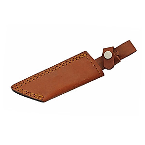 9.5" Ring Seax Hunting Edc Camping Outdoor Knife Full Tang Carbon Steel Blade Wooden Handle Finger Ring Pommel Steel Pins Brown Leather Sheath With a Belt Loop