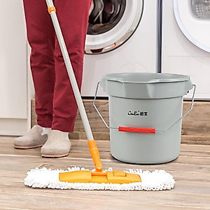 Nihenok 4 Pack Plastic 3.5 Gallon Round Utility Pail with Handle, Commercial Buckets, Gray