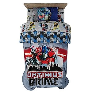 Franco Transformers Battle in Brooklyn Optimus Prime Kids Super Soft Comforter and Sheet Set with Sham, 4 Piece Twin Size, (Official Licensed Product)