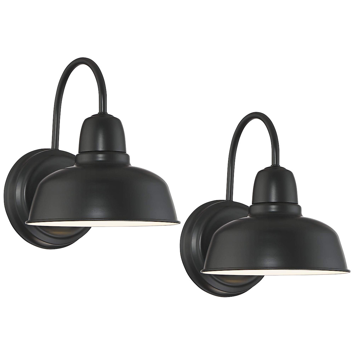 John Timberland Urban Barn Rustic Industrial Farmhouse Outdoor Wall Light Fixtures Set of 2 Black Gooseneck Arm 11 1/4" for Exterior Deck House Porch Patio Outside Garage Front Door Garden