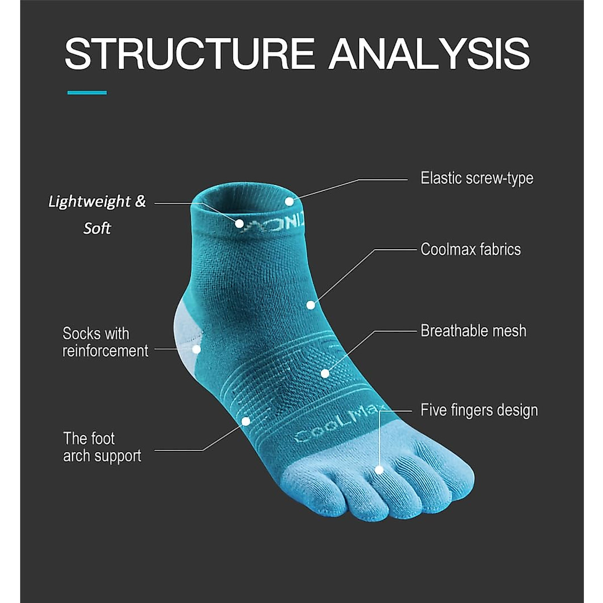 OrrinSports 3 Pairs Women & Men's Athletic Toe Socks Five Finger Socks for Running Hiking Walking Quarter Crew (Size Medium)